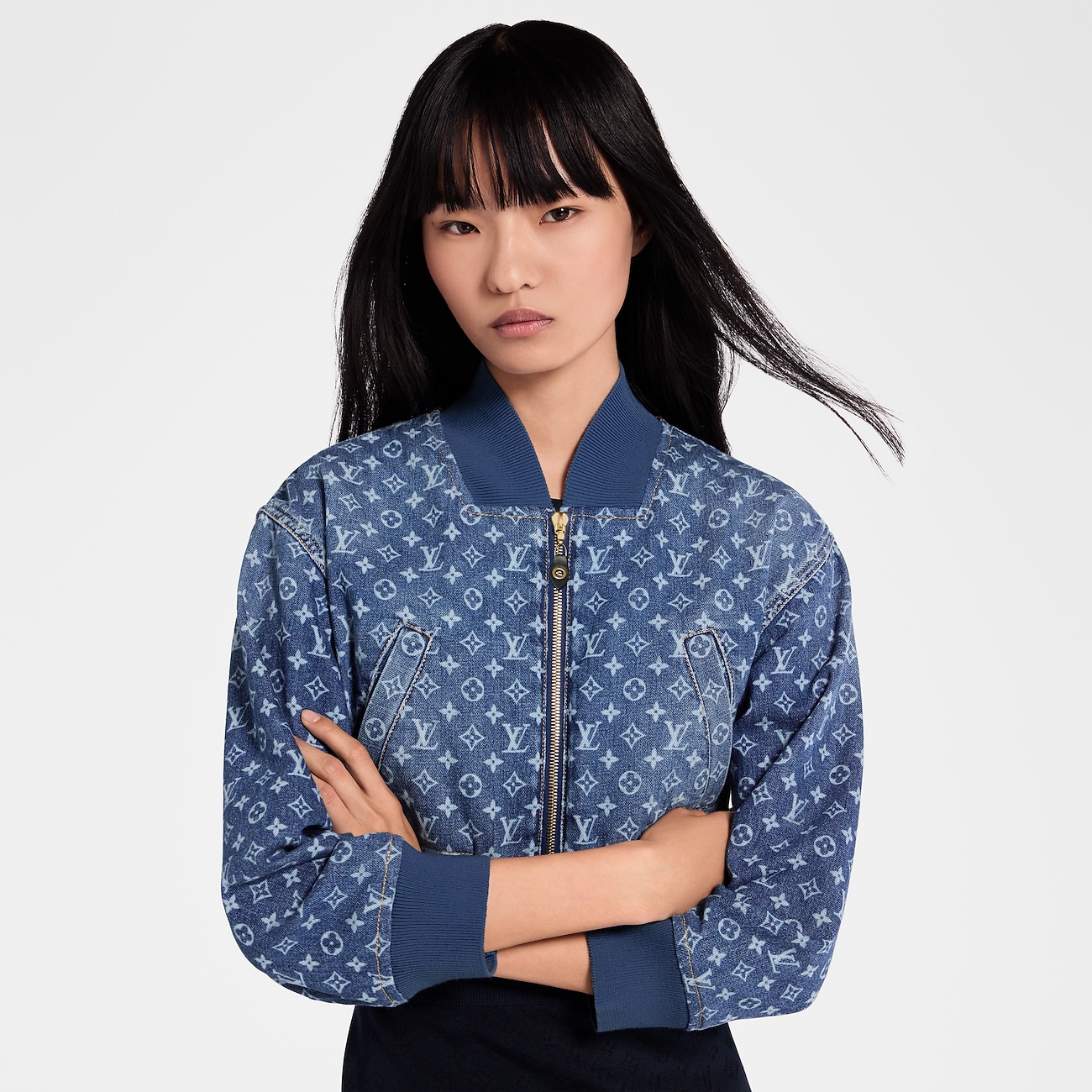 Cropped Monogram Denim Bomber Jacket - Ready to Wear | Louis Vuitton India