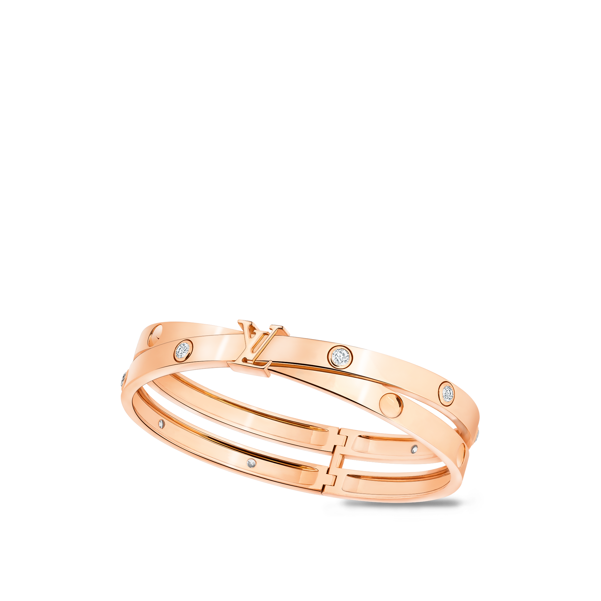 Empreinte Bangle, Pink Gold And Diamonds - Jewelry | LOUIS VUITTON