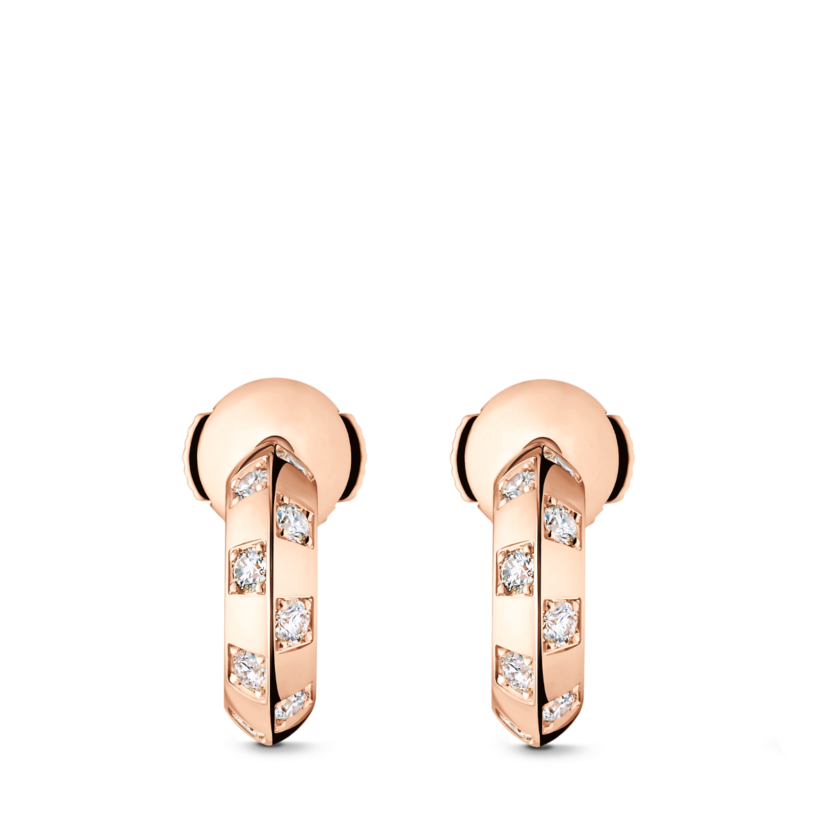 Le Damier de Louis Vuitton Small Hoops, Rose Gold and Diamonds ...