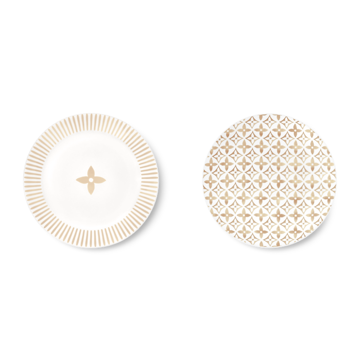 Set Of 2 Side Plates Monogram Flower Tile - Home and Art of Dining ...